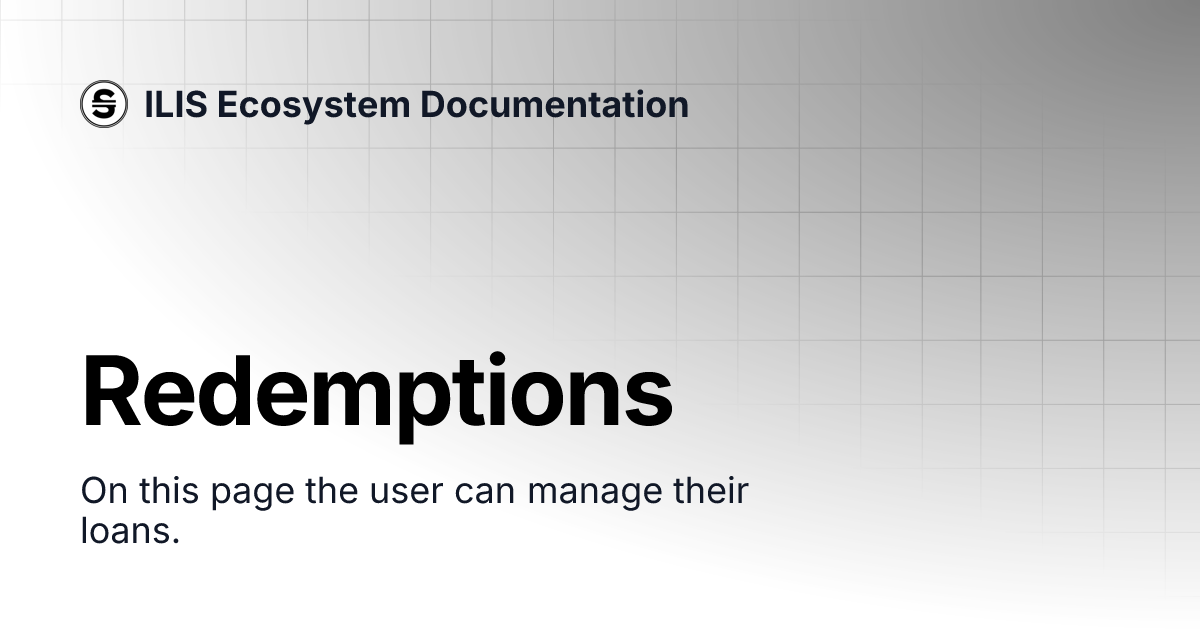 Redemptions | ILIS Ecosystem Documentation